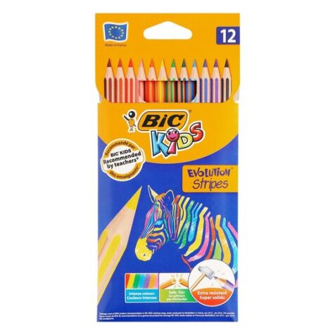 Coloured Pencils - Bic Kids Evolution Stripes 12’s - Simply Sharp Stationery
